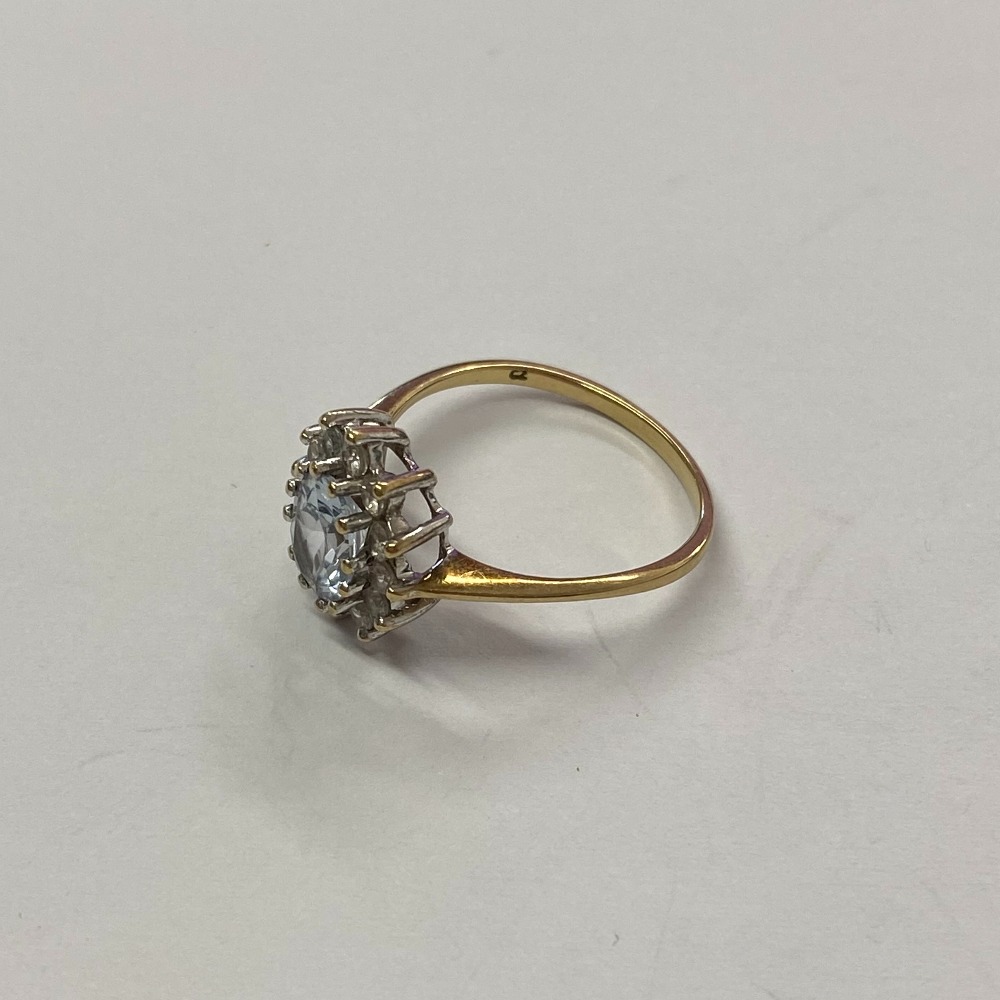 Oval Light Blue White CZ Cluster Ring - Own4Less